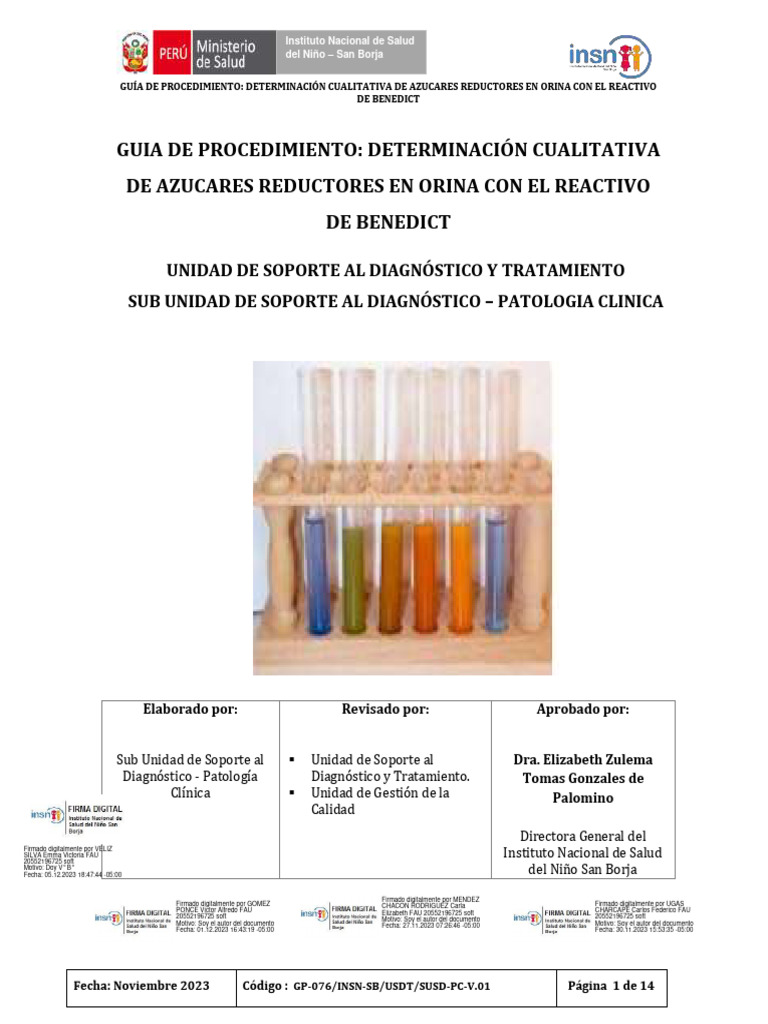 GP 076-Determinación Cualitativa de Azucares Reductores en Orina Con El ...