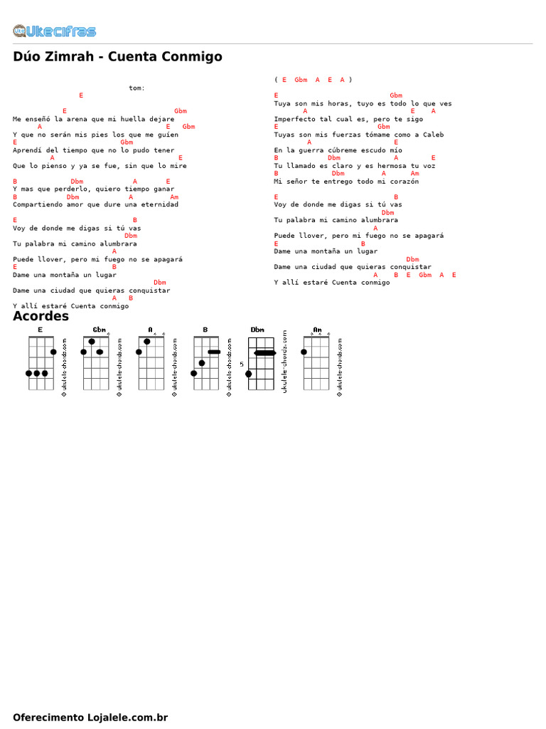 Letra y acordes de "Cuenta Conmigo" | PDF