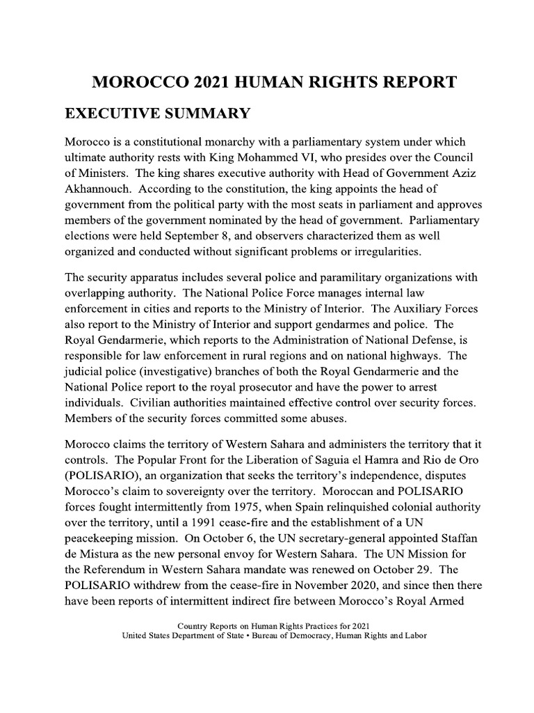 Morocco 2021 Human Rights Report | PDF