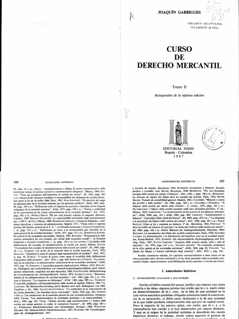 Garrigues. Curso de Derecho Mercantil Pp. 105 119 | PDF
