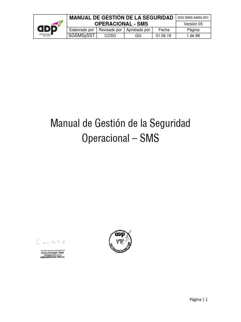 Manual de SMS Revison 05 - Julio 2023 | PDF | Aeropuerto | Control de ...