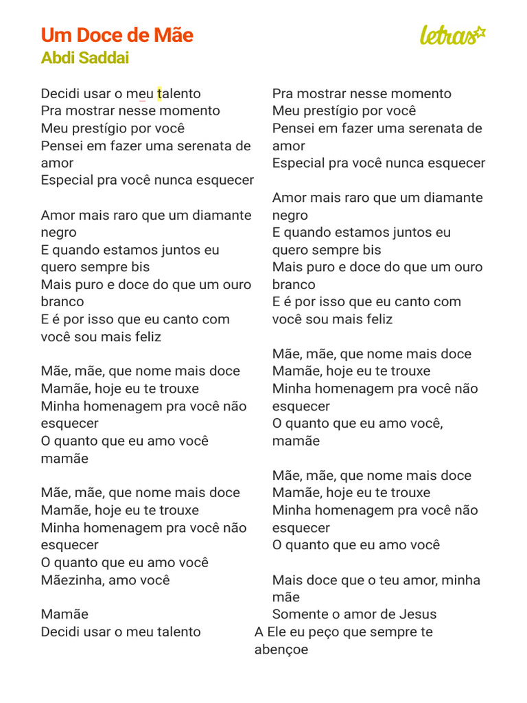 UM DOCE de MÃE - Abdi Saddai (Impressão) | PDF
