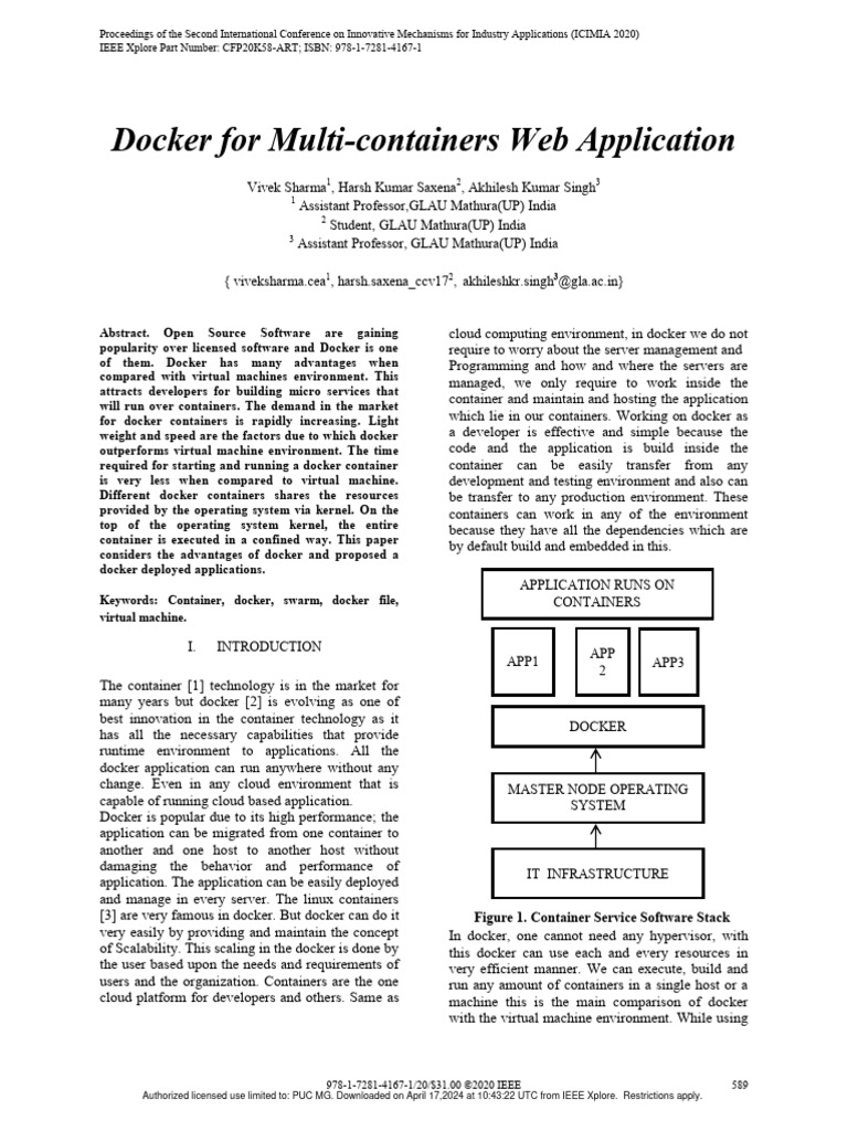 Docker For Multi-Containers Web Application | PDF | Cloud Computing | Virtualization