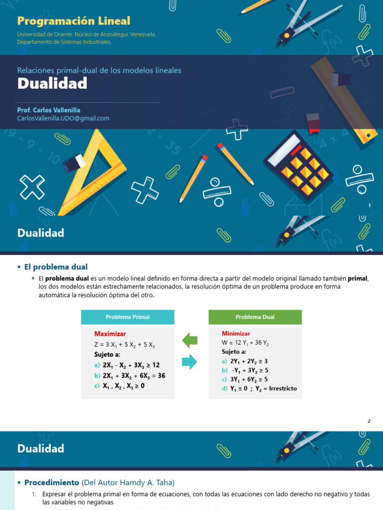 Programación Lineal - 08. Dualidad | PDF | Programación lineal | Optimización Matemática