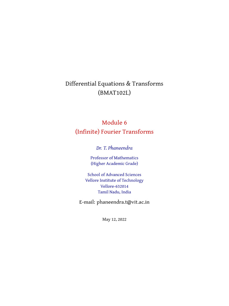 Fourier Transforms Pdf Fourier Transform Applied Mathematics