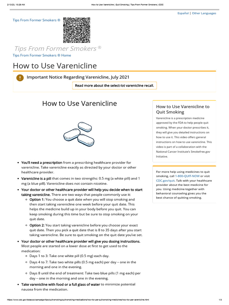 How To Use Varenicline - Quit Smoking - Tips From Former Smokers - CDC ...