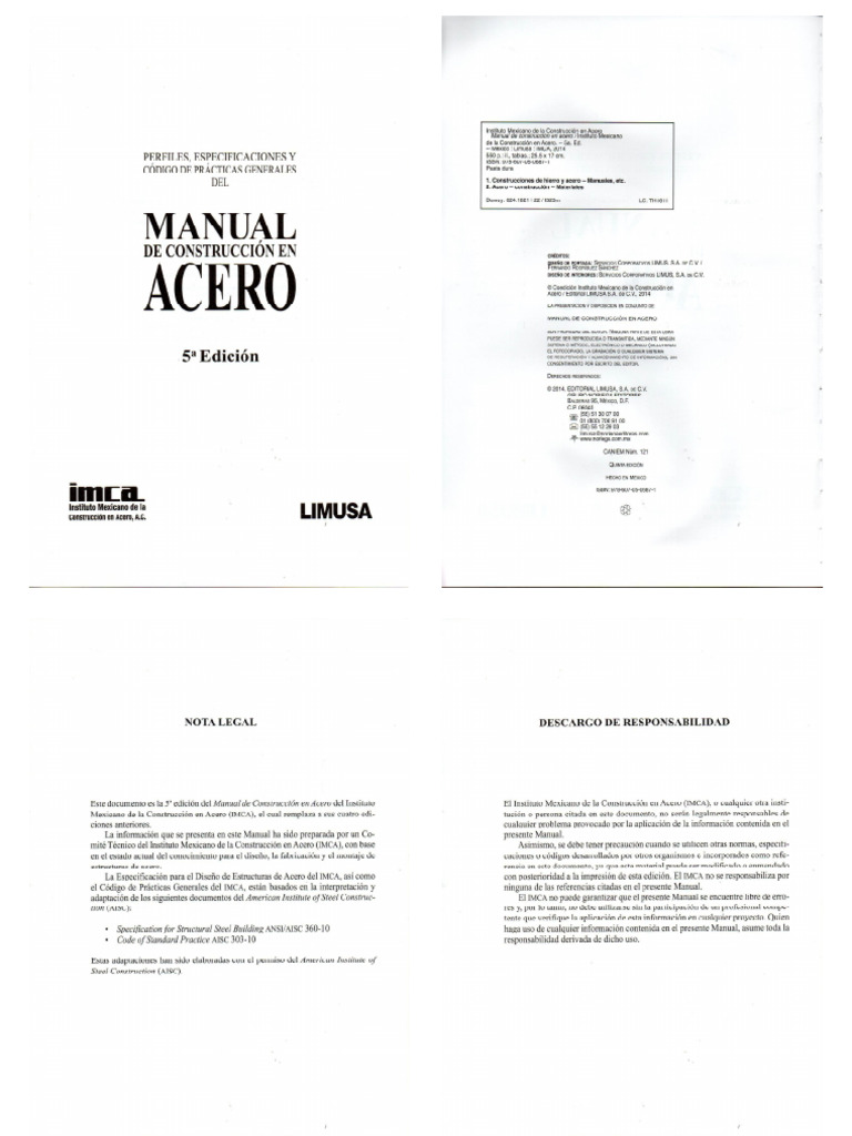 IMCA - Manual de Construcción en Acero- 5ta Edición DOS PAGINAS POR HOJA | PDF