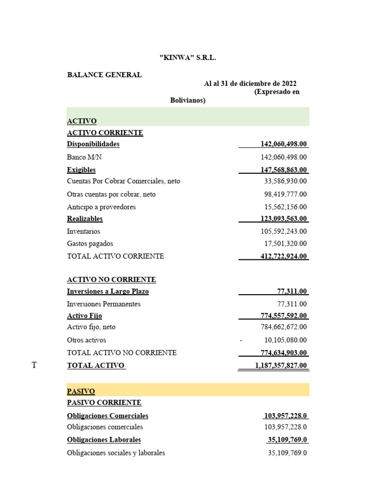 Balance General 2023 | PDF | Hoja de balance | Valor neto