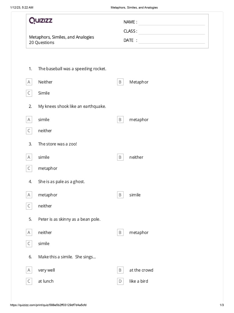 Metaphors, Similes, and Analogies | PDF | Metaphor