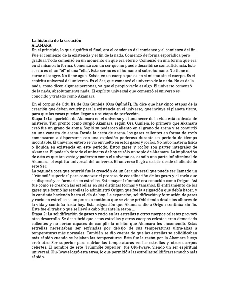 La Historia de La Acreacion - Akamara_240227_183059 | PDF | Universo ...