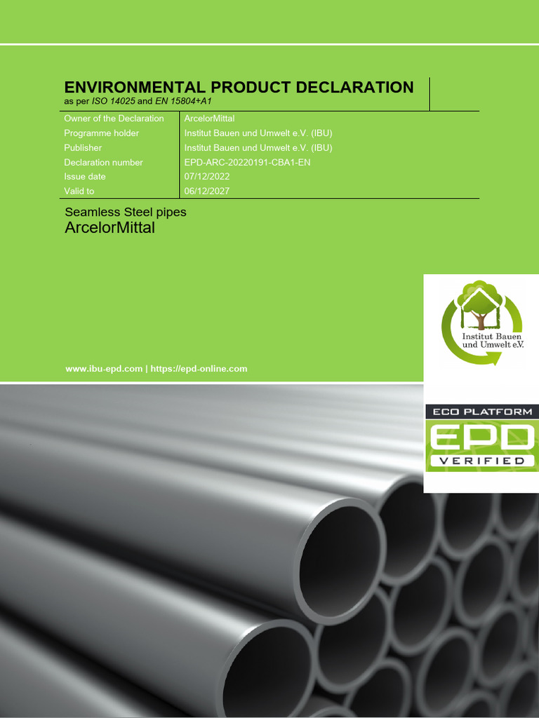 ArcelorMittal Seamless Steel Pipes EPD | PDF | Life Cycle Assessment ...