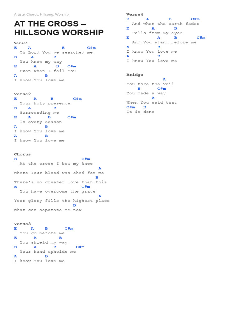 AT THE CROSS CHORDS + WORTHY IS THE LAMB CHORDS | PDF | Lamb Of God ...
