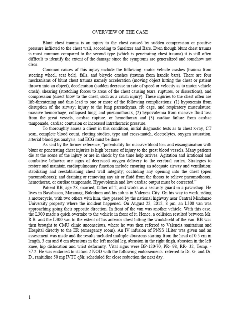 Sample Case Presentation Output | PDF | White Blood Cell | Major Trauma