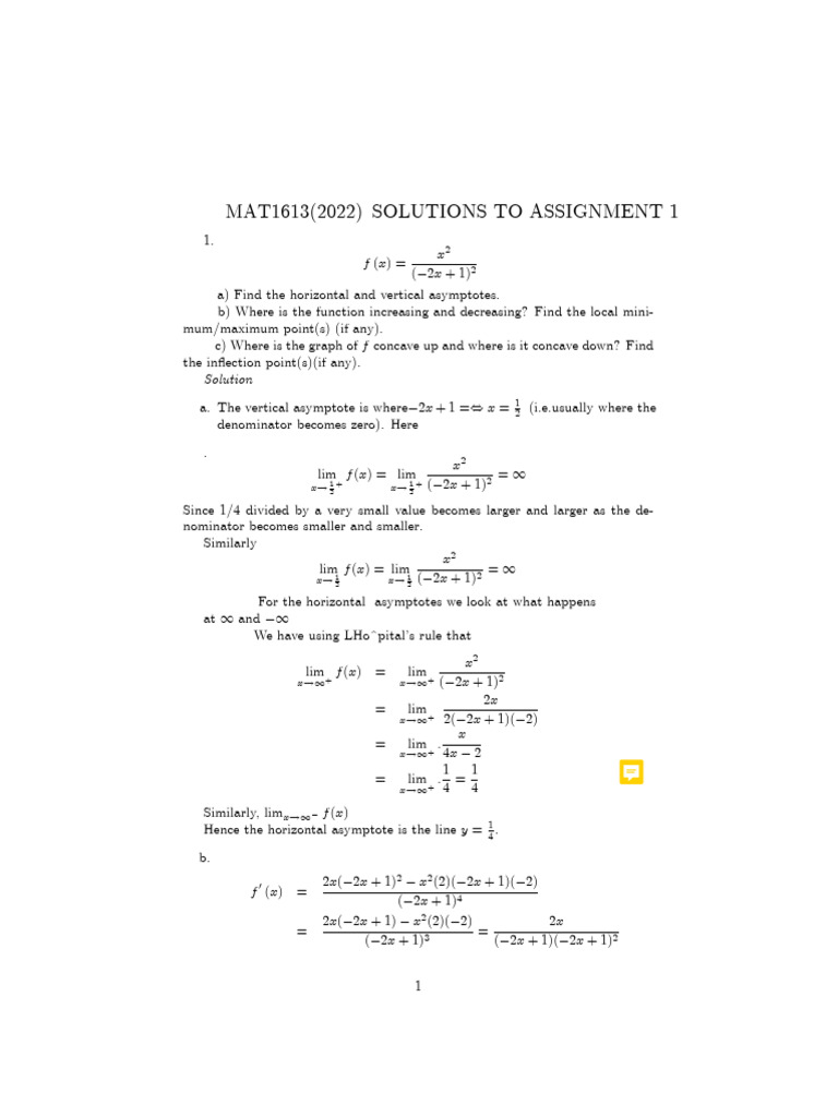 Assignment 1 Solutions 2022 | PDF | Asymptote | Graph Theory