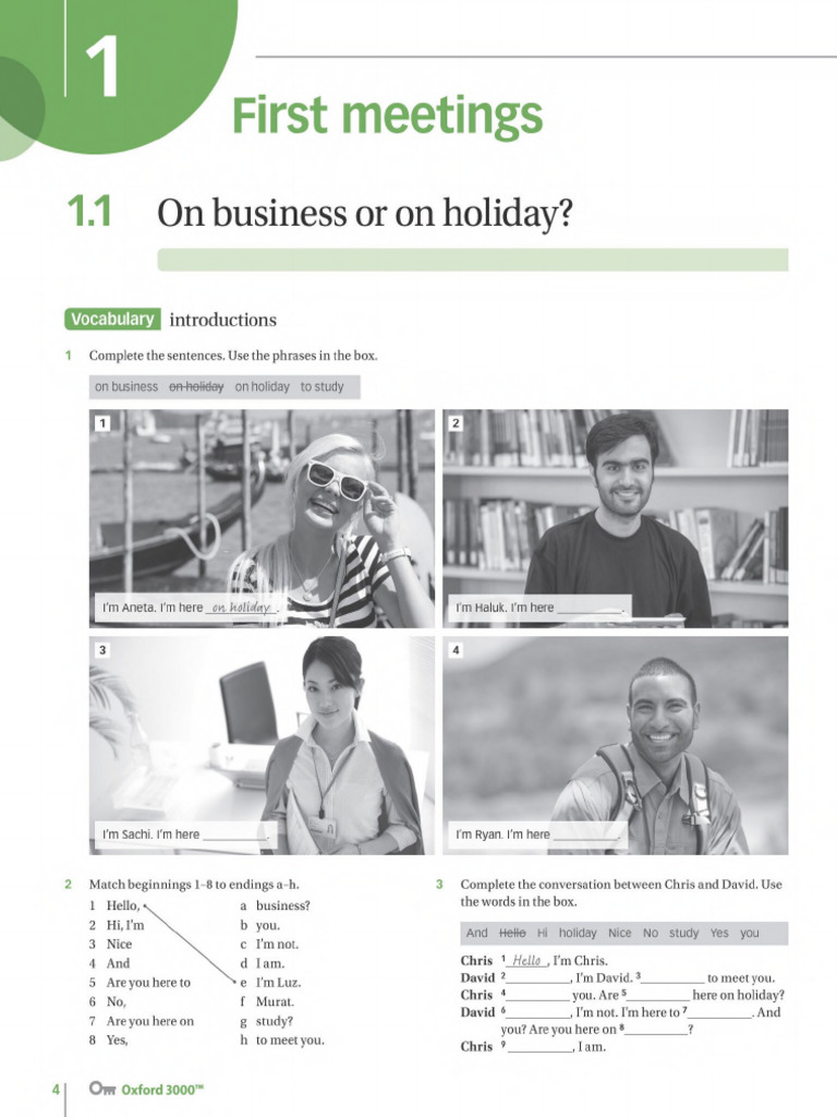 Practice First Term English A1 | PDF | Linguistics | Languages