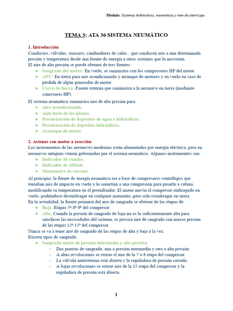 TEMA 3_ ATA 36 SISTEMA NEUMÁTICO | PDF | Ingeniería mecánica | Física ...