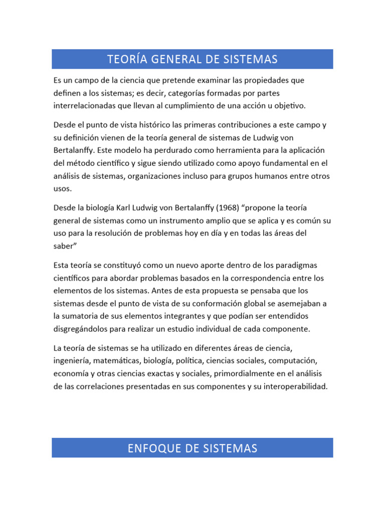 Teoria de sistemas | PDF | Sistema | Teoría de sistemas