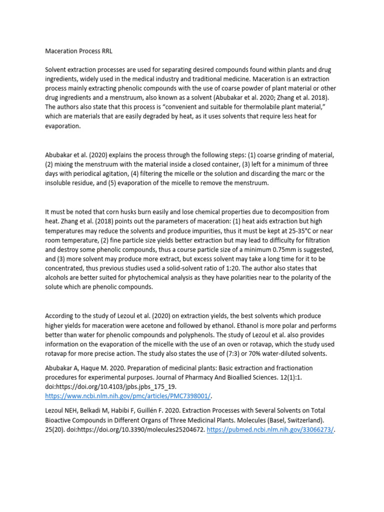 Maceration Process RRL | PDF | Solvent | Filtration