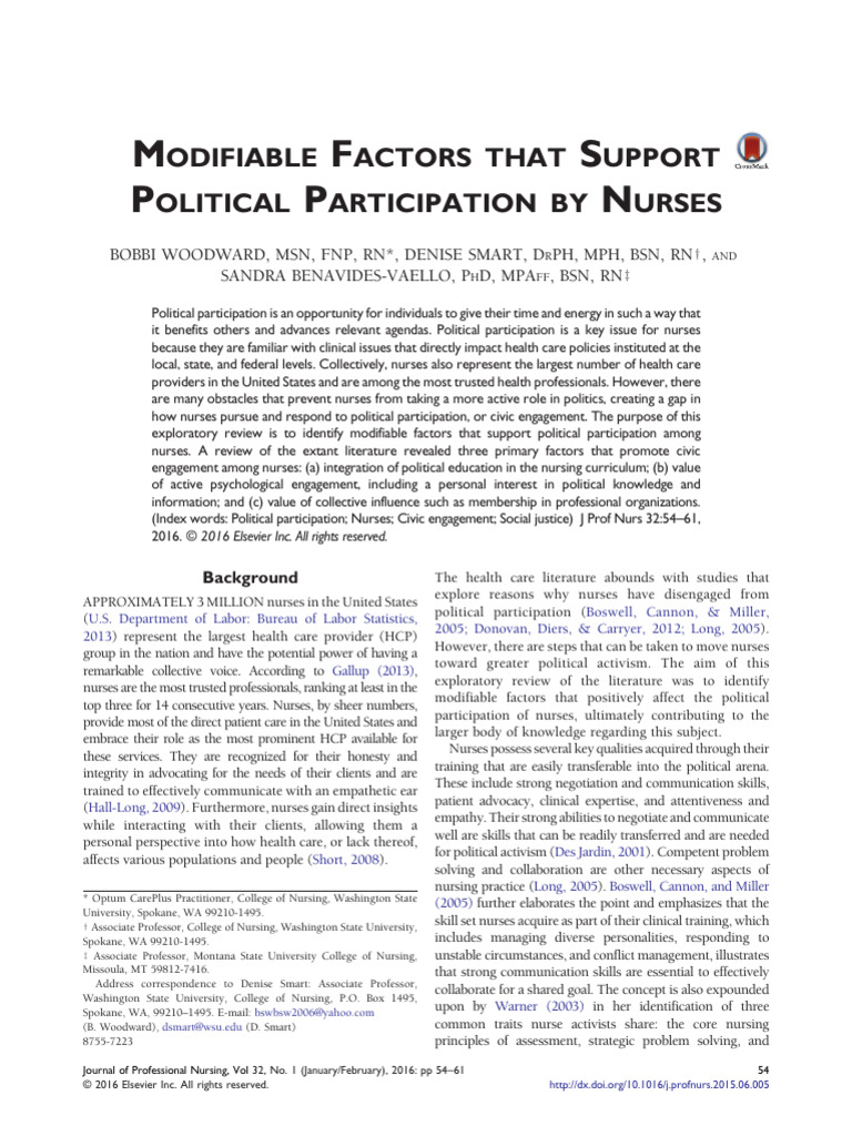 Factors Enhancing Nurses' Political Engagement | PDF | Nursing | Health ...