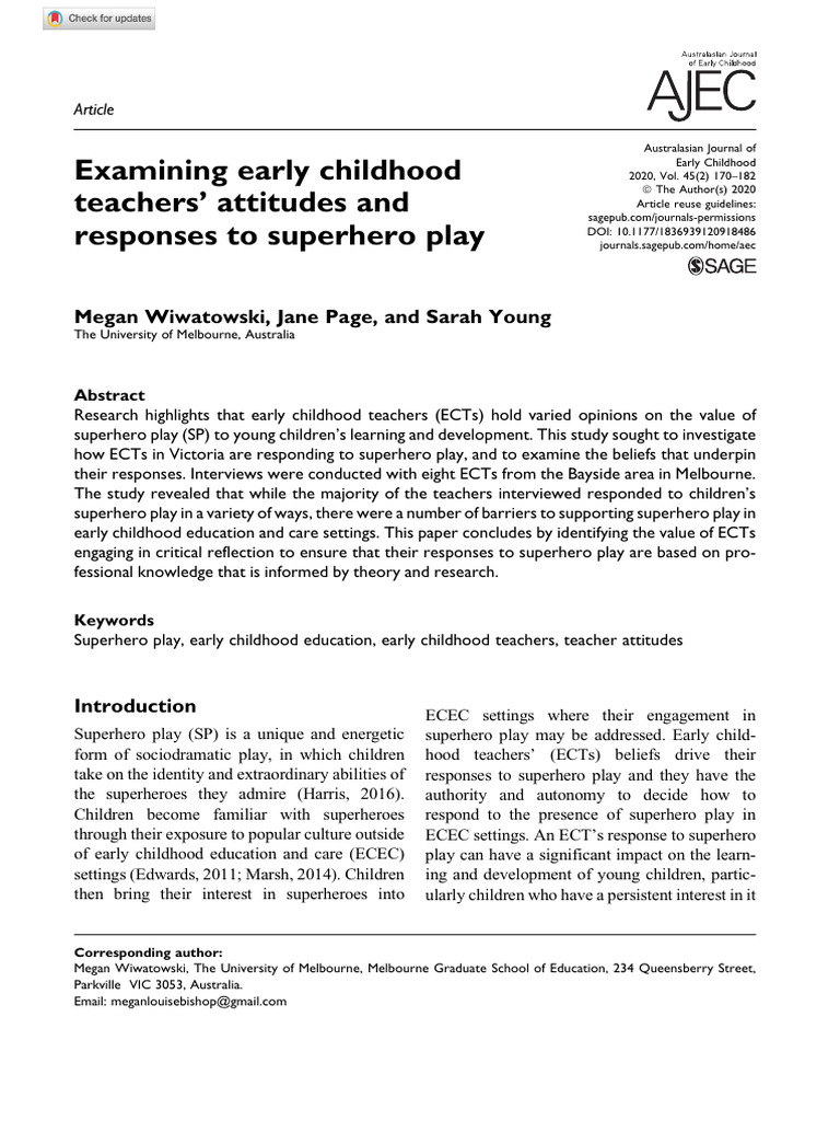 Examining Early Childhood Teachers' Attitudes and Responses To ... Examining Early Childhood Teachers' Attitudes and Responses To ...