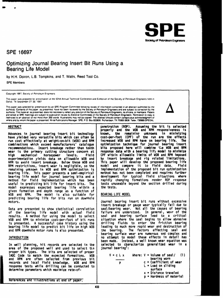Spe 16697 MS | PDF | Bearing (Mechanical) | Wear