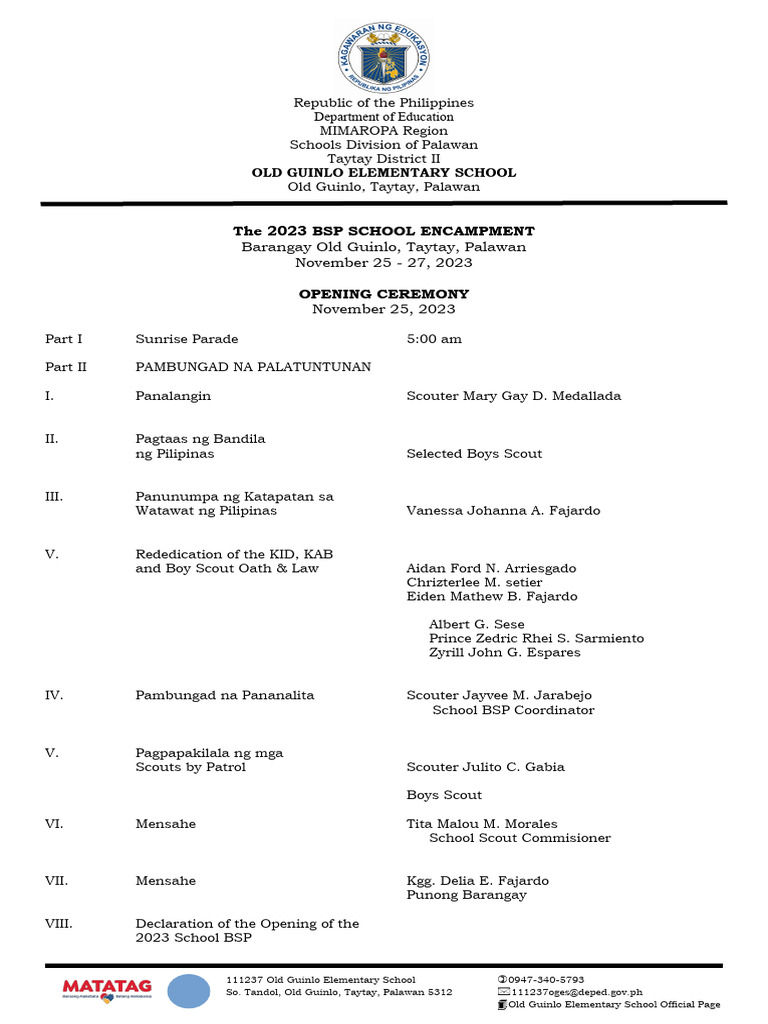 BSP Program 2023 | PDF | Philippines | Girl Guiding And Girl Scouting