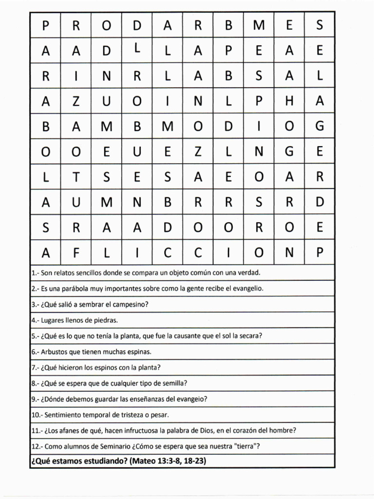 Sopa de Letras Clase Seminario 22 Marzo | PDF