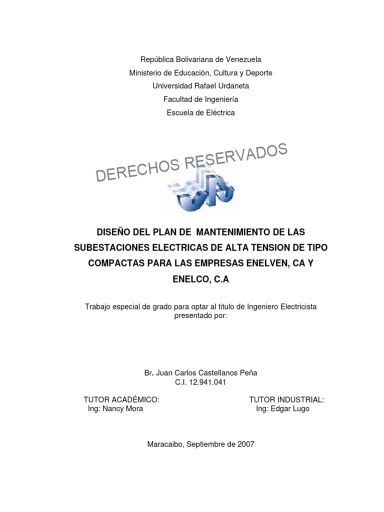 Mantenimiento Subestaciones ENELVEN y ENELCO | PDF | Ingenieria ...