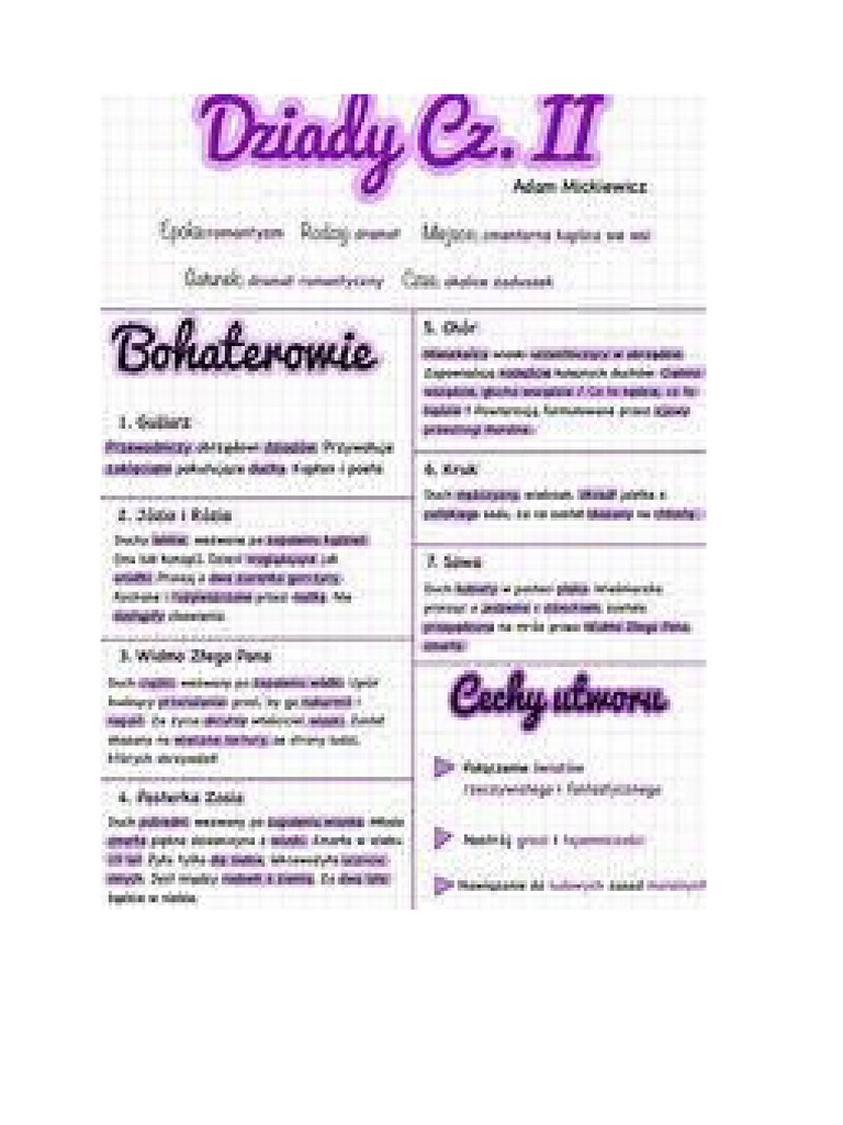 Dziady cz.2 Notatki | PDF