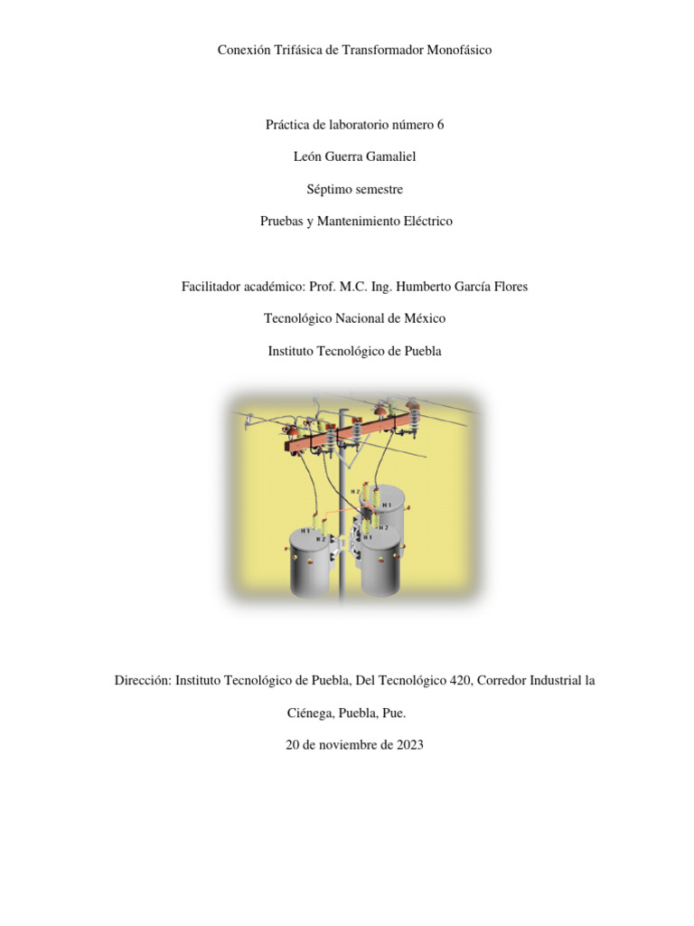 P.6 Conexión Trifásica de Transformador Monofásico | Descargar gratis PDF | Transformador | Inductor