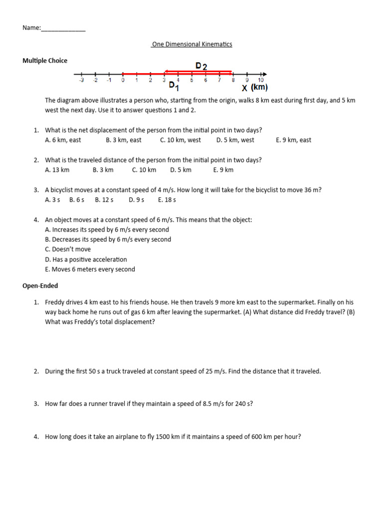 1-D Kinematics HW | PDF | Speed | Classical Mechanics