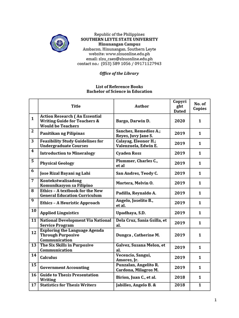 List of Reference Books BSE | PDF | Science