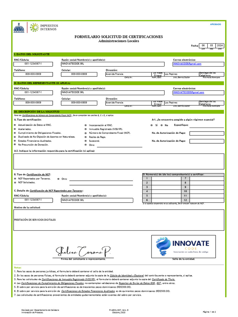Formulario Solicitud de Certificaciones: Administraciones Locales | PDF