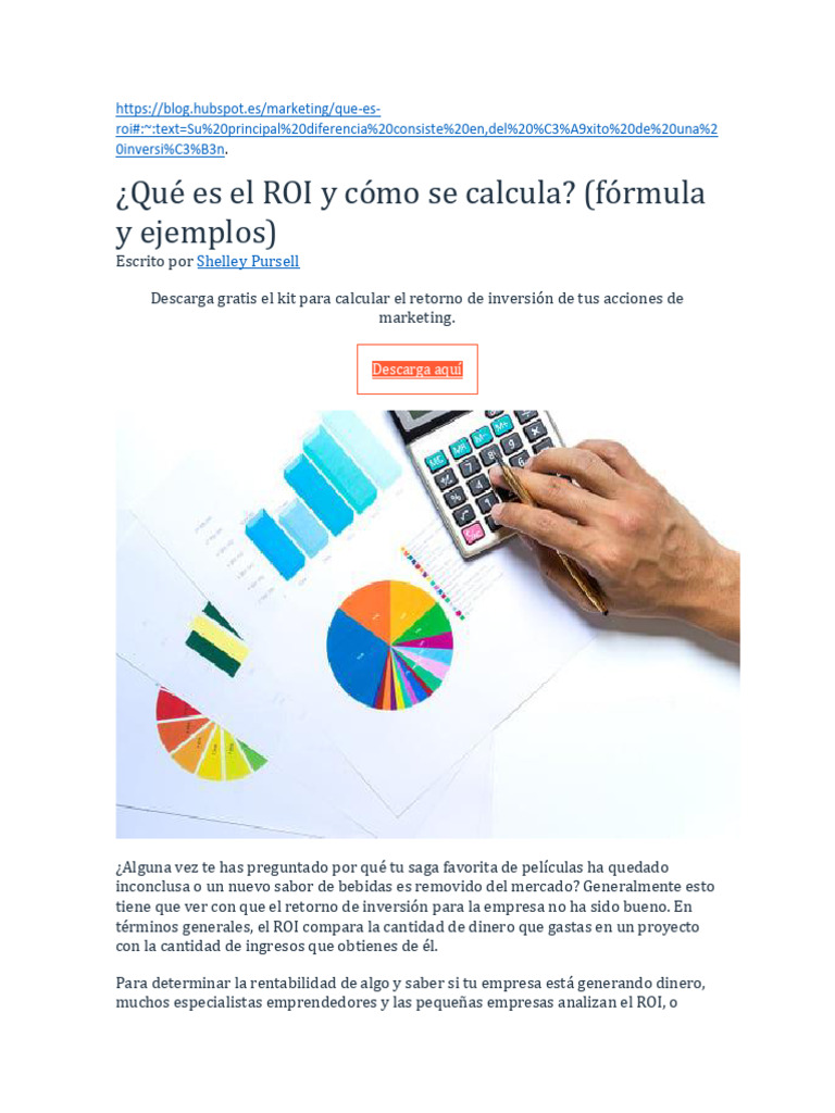 Lectura complementaria B - Qué es el ROI y cómo se calcula | PDF | Publicidad | Tasa interna de ...