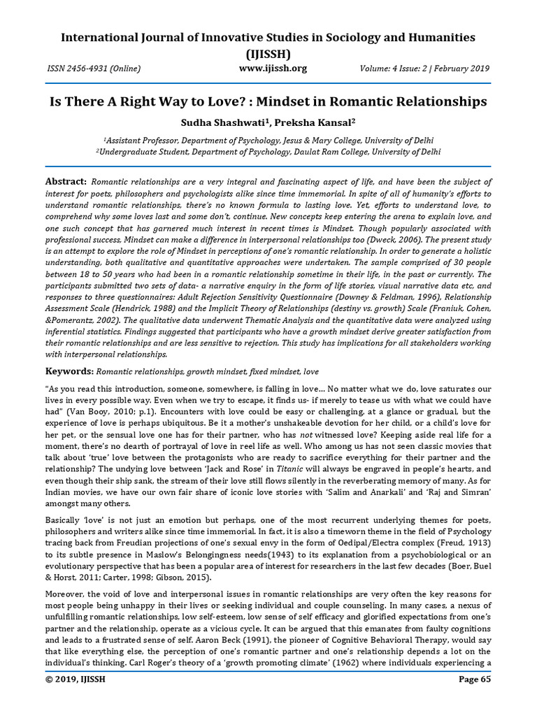 Is There A Right Way To Love Mindset in | PDF | Romance (Love ...