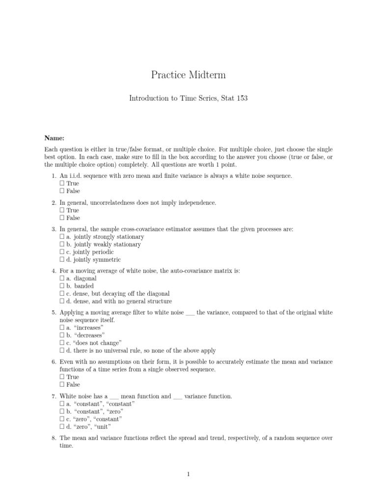 Practice Midterm | PDF | Least Squares | Linear Regression