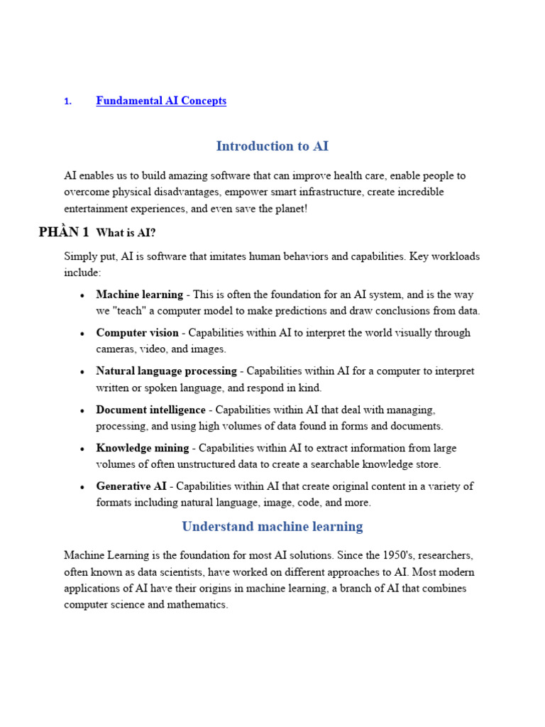 Fundamental AI Concepts | PDF | Artificial Intelligence | Intelligence ...