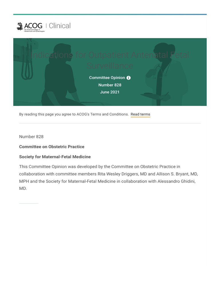 Indications For Outpatient Antenatal Fetal Surveillance ACOG | PDF ...