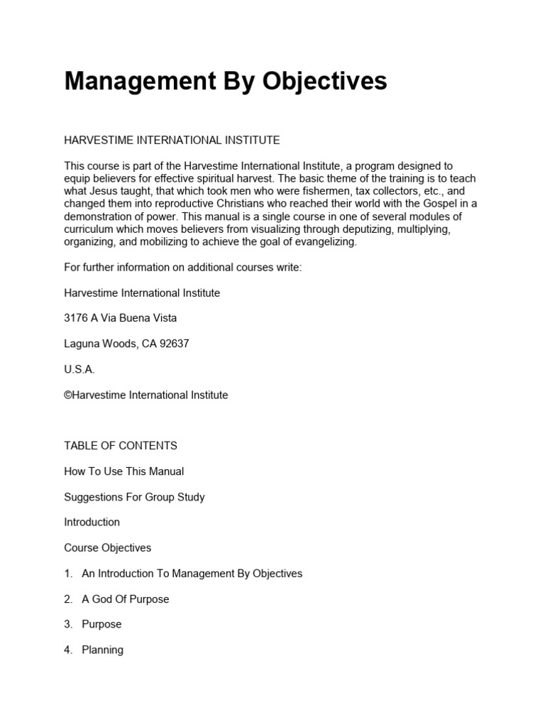 Management by Objectives | PDF | Jesus | Paul The Apostle
