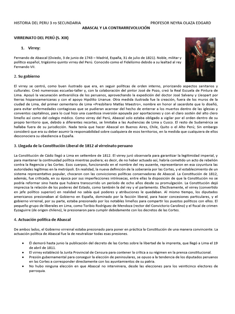 ABASCAL Y LA CONTRARREVOLUCION 2do y 3 Ro SECUNDARIA | PDF