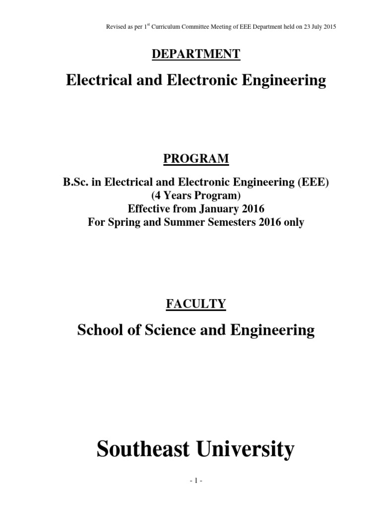 EEE B.Sc. Syllabus 2016 Update | PDF | Electrical Engineering | Economics