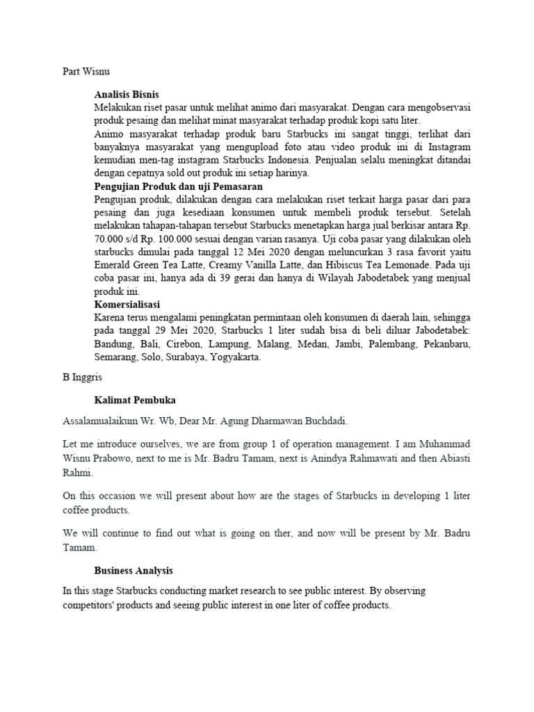 Presentasi Part Wisnu | PDF | Starbucks | Drink