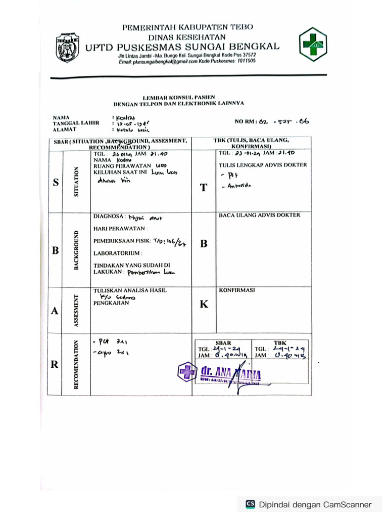 5.3.2.a BUKTI SBAR DAN TBAK | PDF