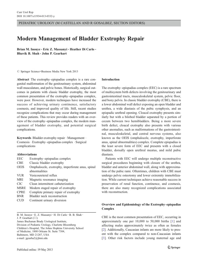 Bladder Exstrophy Repair Management | PDF | Pelvis | Abdomen