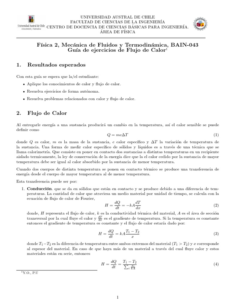 Guia de Flujo de Calor 3 | PDF | Calor | Conduccion termica