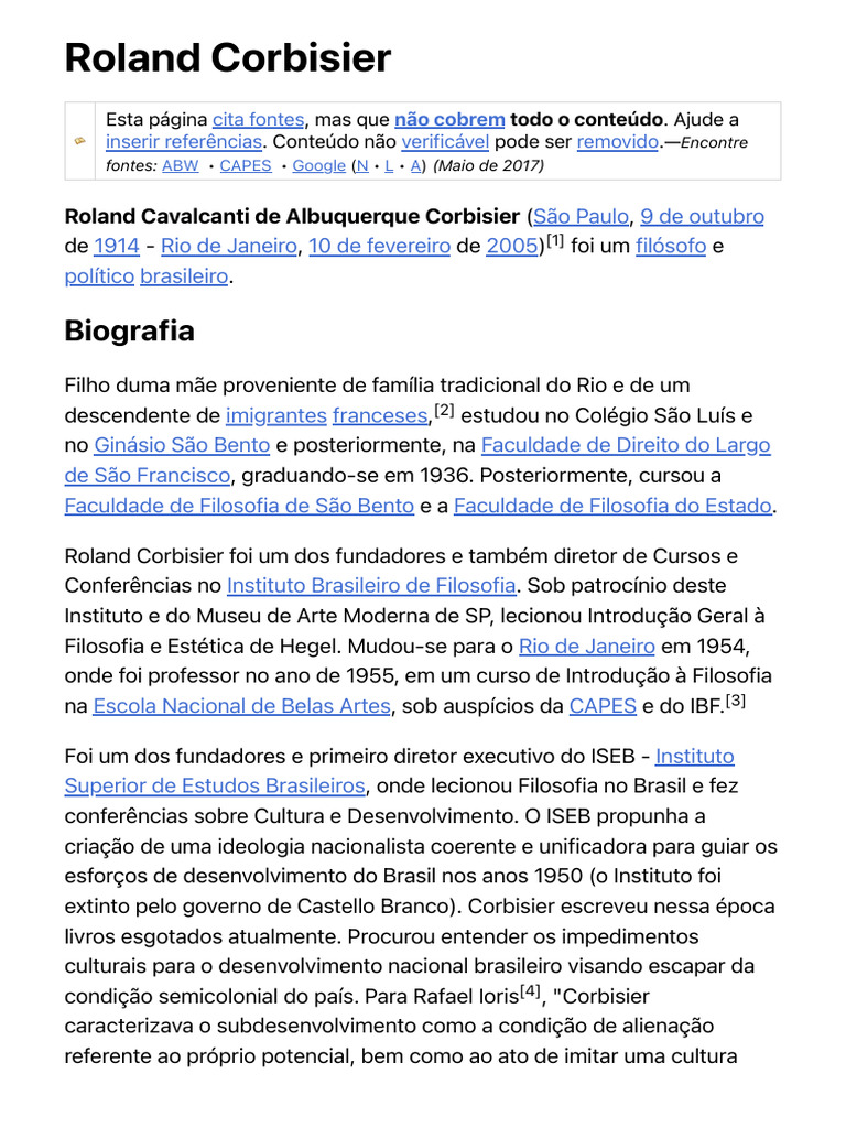 Biografia de Roland Corbisier | PDF | Brasil | Rio de Janeiro