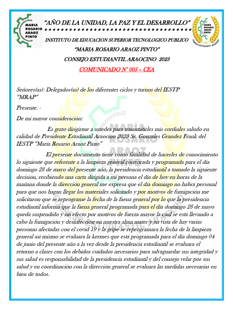 Comunicado #005 - Cea-2023 | PDF