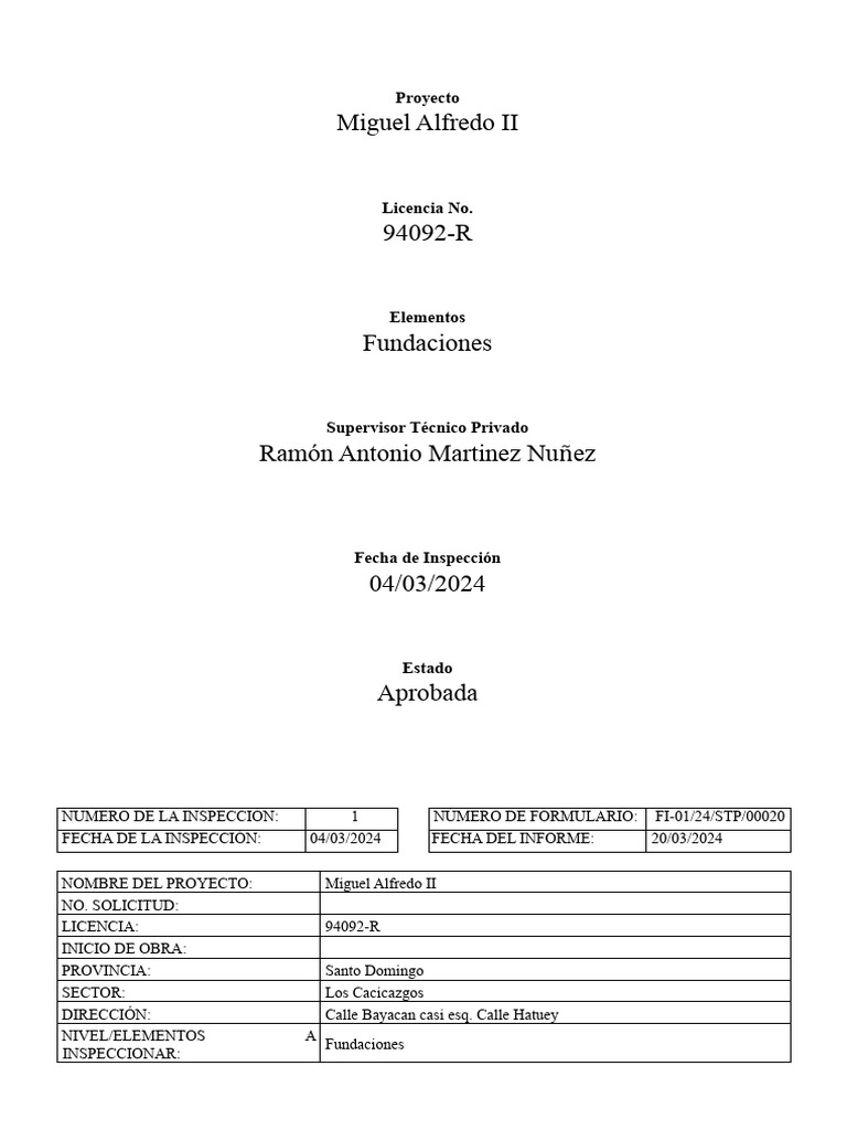 Informe Fundaciones, Res. Miguel Alfredo (STP Ramón Martínez) | PDF | Ciencia y matemáticas