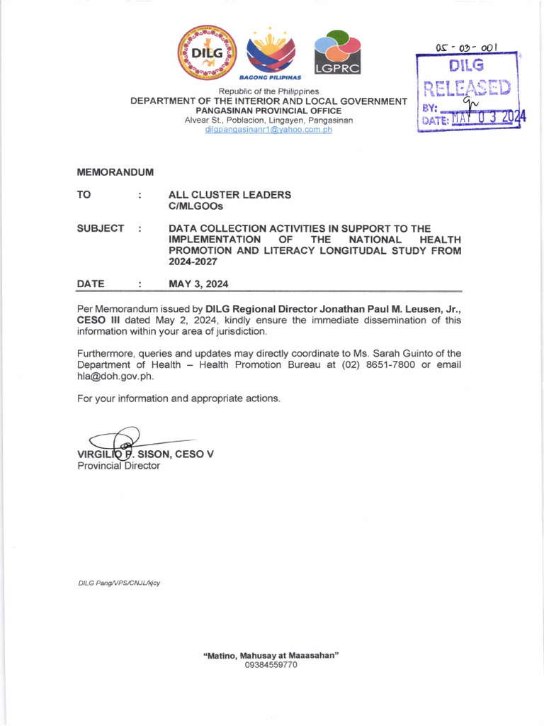 Data Collection Activities in Support To The Implementation of The ...