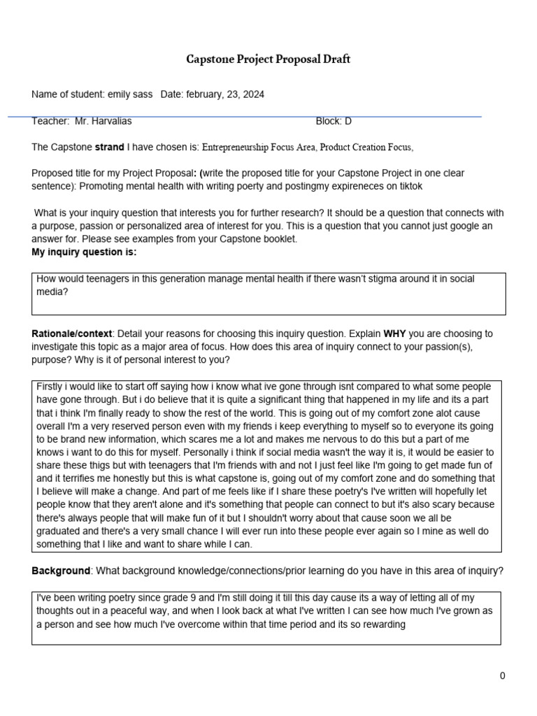 Edited - Capstone Project Proposal Draft Stud | PDF | Mental Health ...